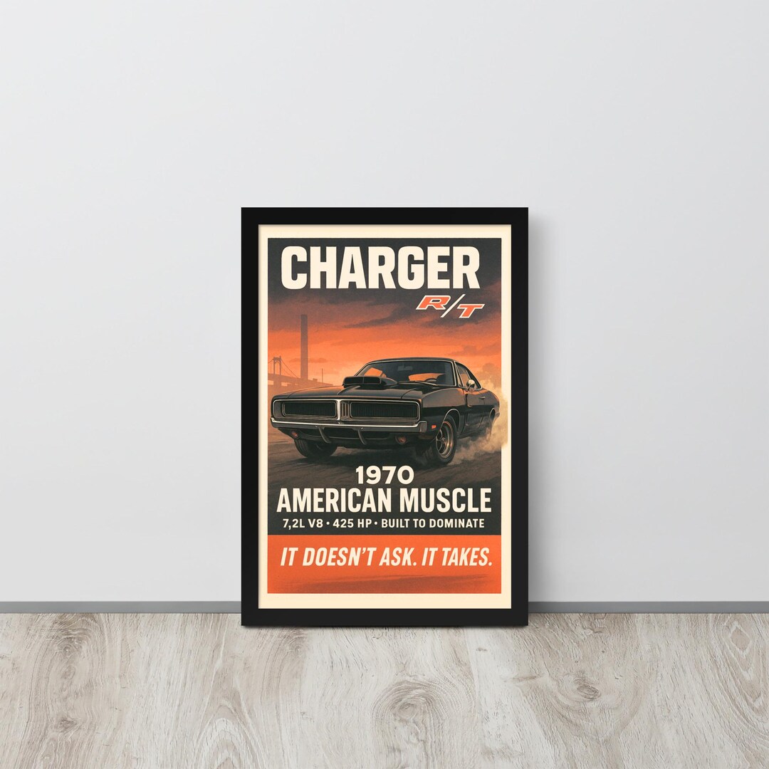 1970 Dodge Charger R/T Poster Classic Muscle Car Wall Art Gift for Dad ...