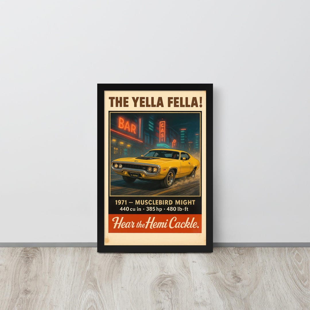 1971 Road Runner Poster – Yellow Mopar Muscle Car Wall Art - Etsy