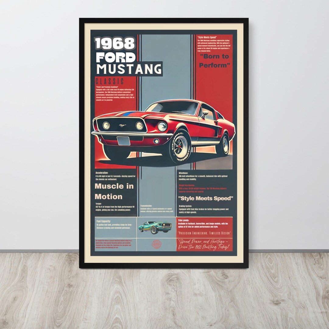 Vintage Mustang Poster Digital Download Vintage Race Car Nursery Wall ...