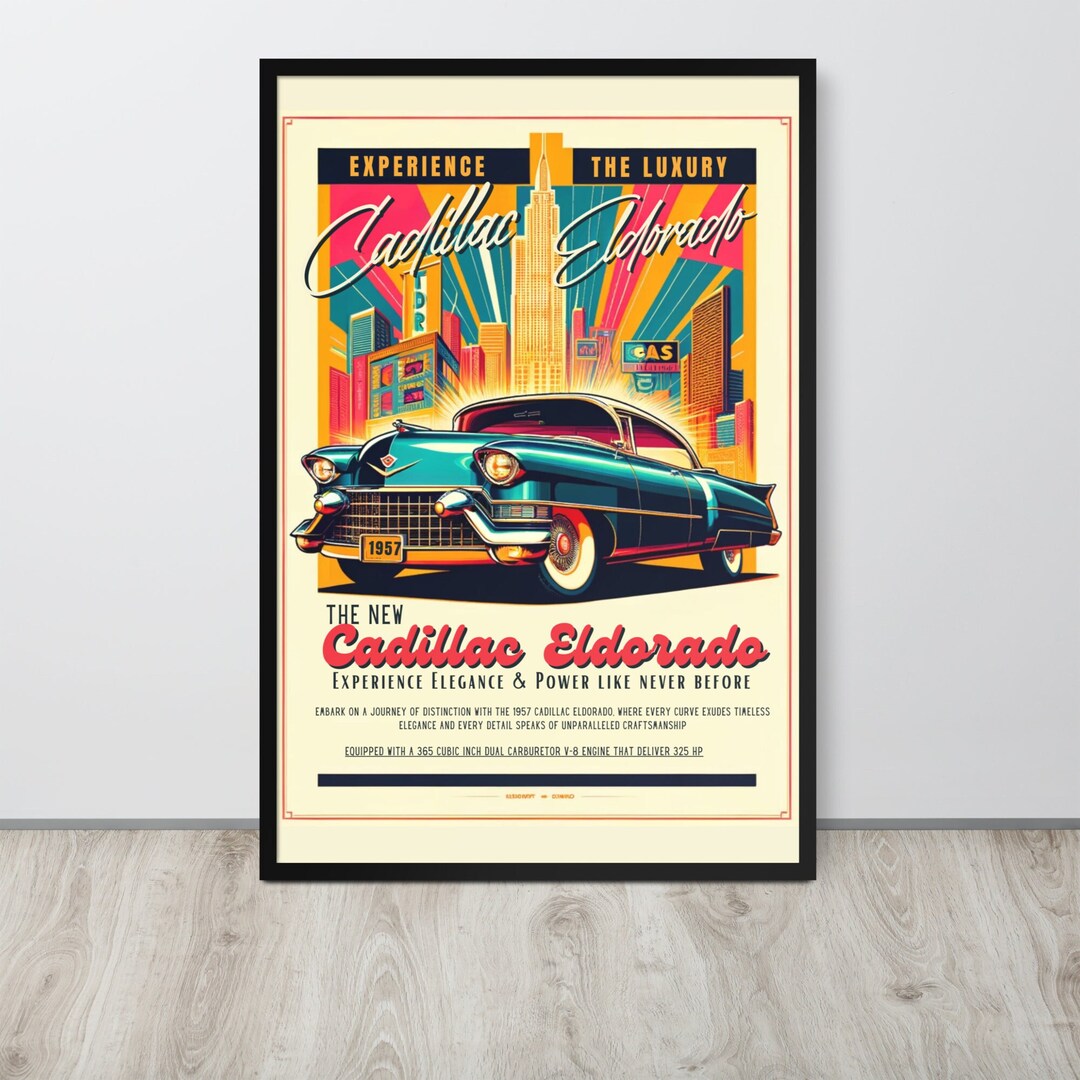 Retro Poster Cadillac Eldorado Vintage Car Art, Classic Car Decor, Gift ...
