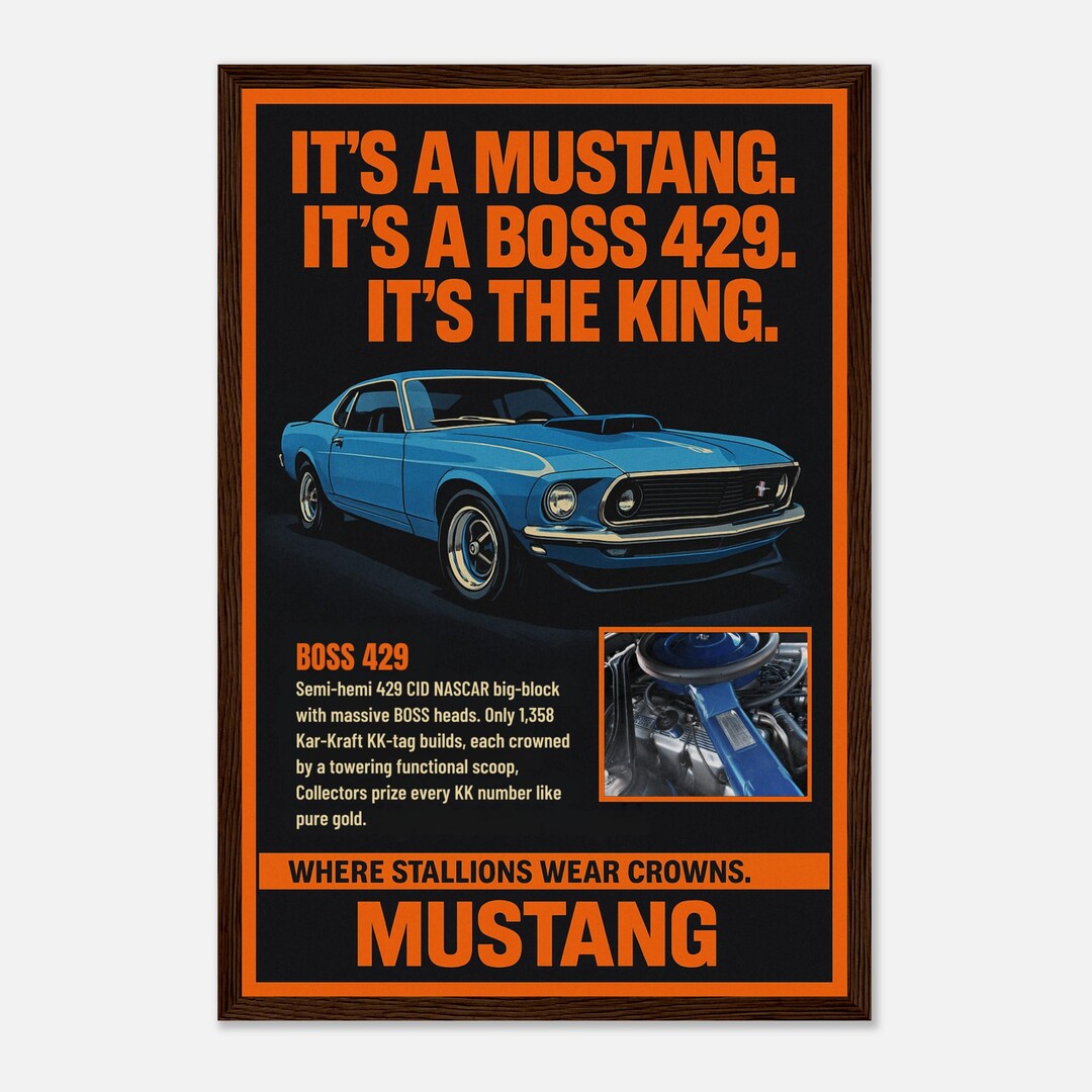 1969 Mustang Boss 429 Poster – Ford Muscle Car Wall Art – Classic ...