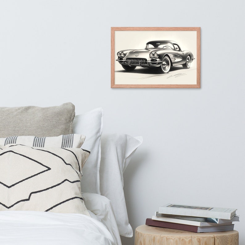 Chevrolet Corvette C1 Vintage Car Poster Car Guy Gift Race Car Poster ...