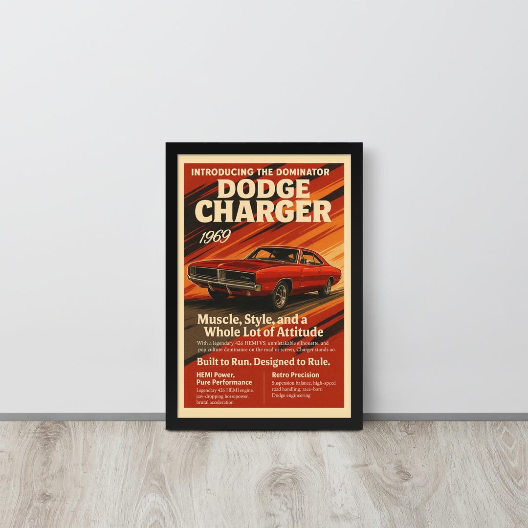 1969 Dodge Charger Poster – Classic Muscle Car Wall Art – Gift for ...