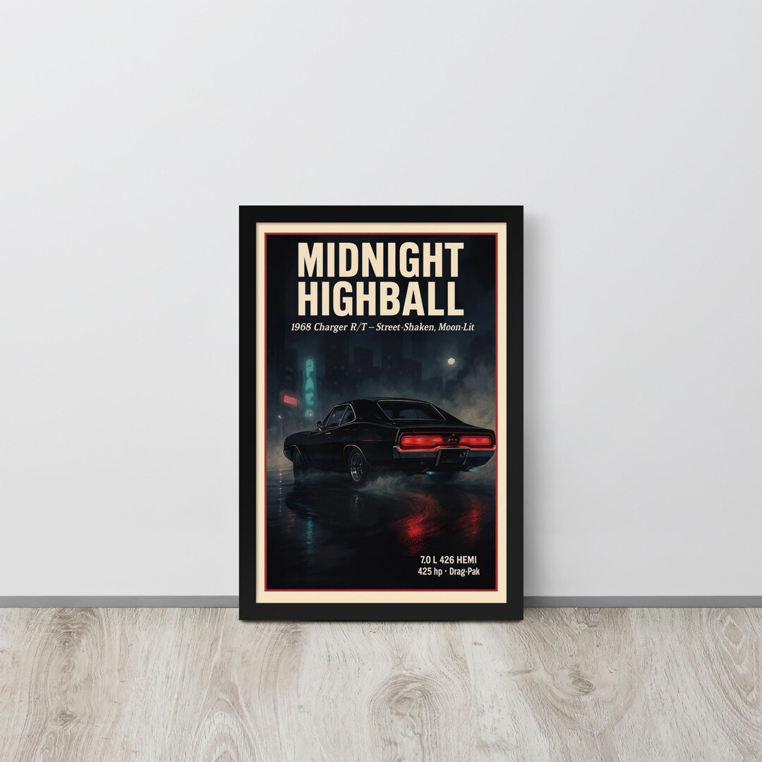 1968 Charger Poster | Midnight Muscle Car Wall Art – Gift for Husband ...