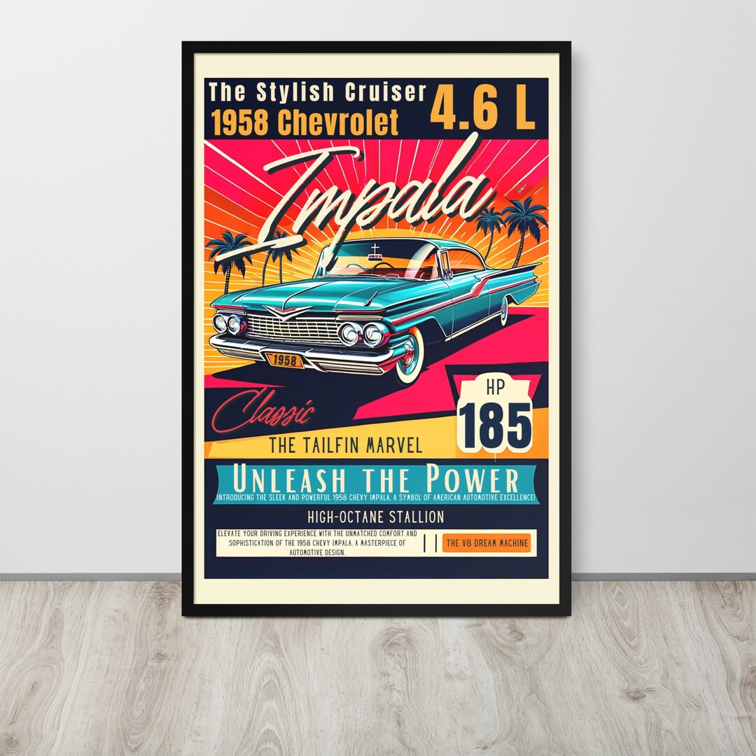 1958 Chevy Impala Poster Digital Download, Vintage Car Print, Race Car ...