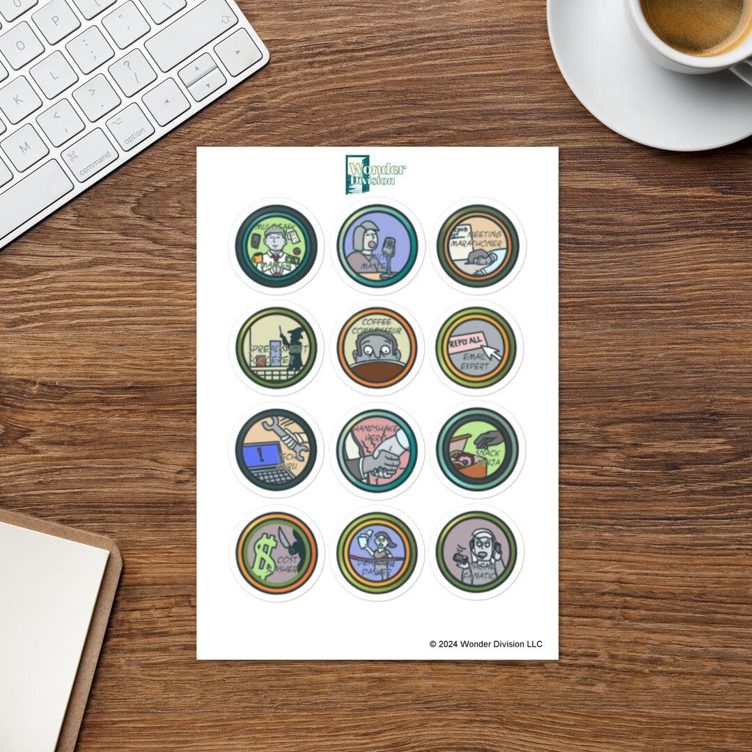 Office Merit Badge Stickers, Text Version, Free Shipping, Corporate ...