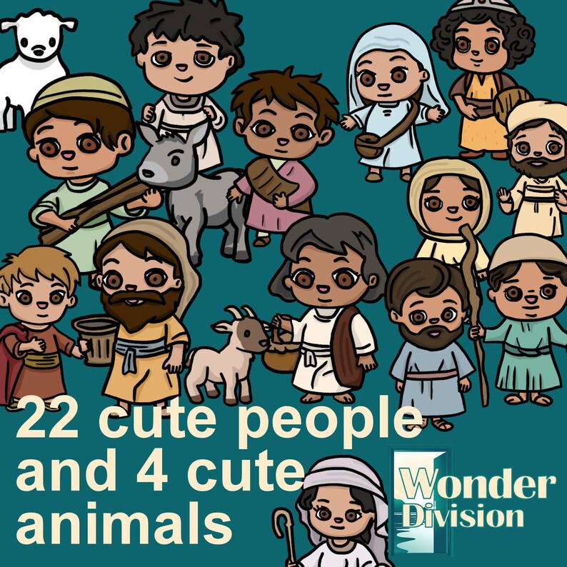 Biblical People Clipart 26 Items, Nomadic Characters, Cute, Digital ...