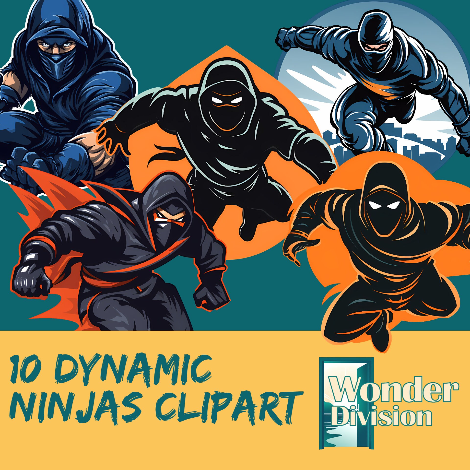 10 Dynamic Ninjas Clip Art, Digital, SVG, PNG, Clipart, Transparent ...