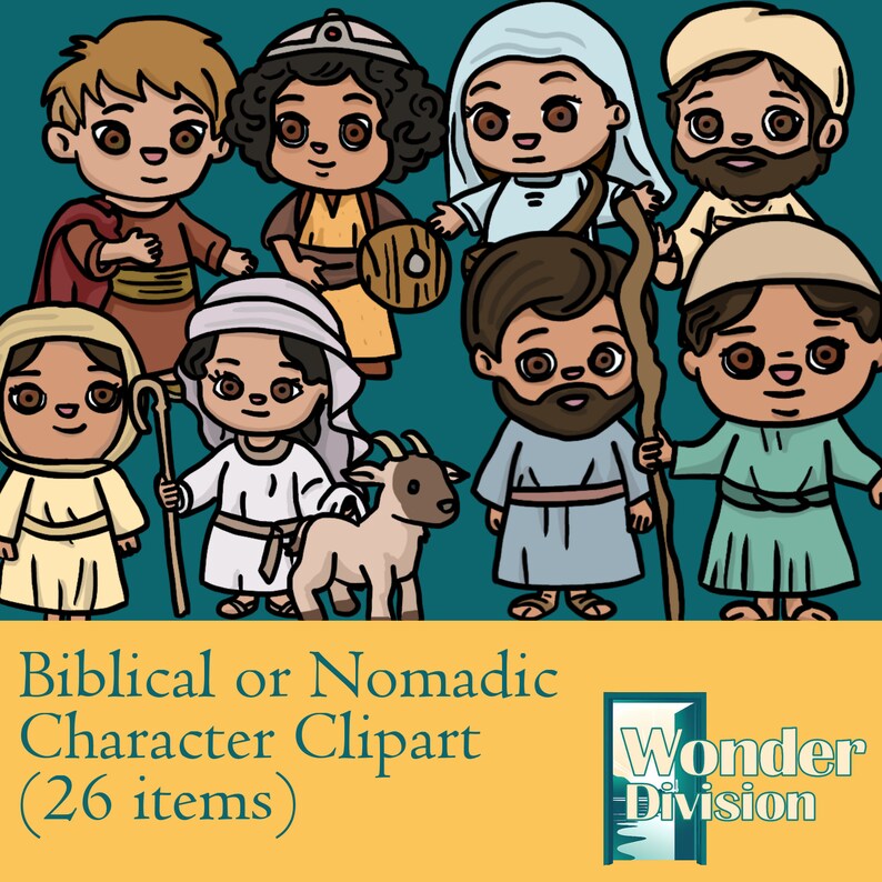 Biblical People Clipart 26 Items, Nomadic Characters, Cute, Digital, PNG, Transparent, Bible ...