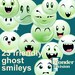 23 Friendly Ghost Smiley Clipart, Digital, PNG, Transparent Background ...