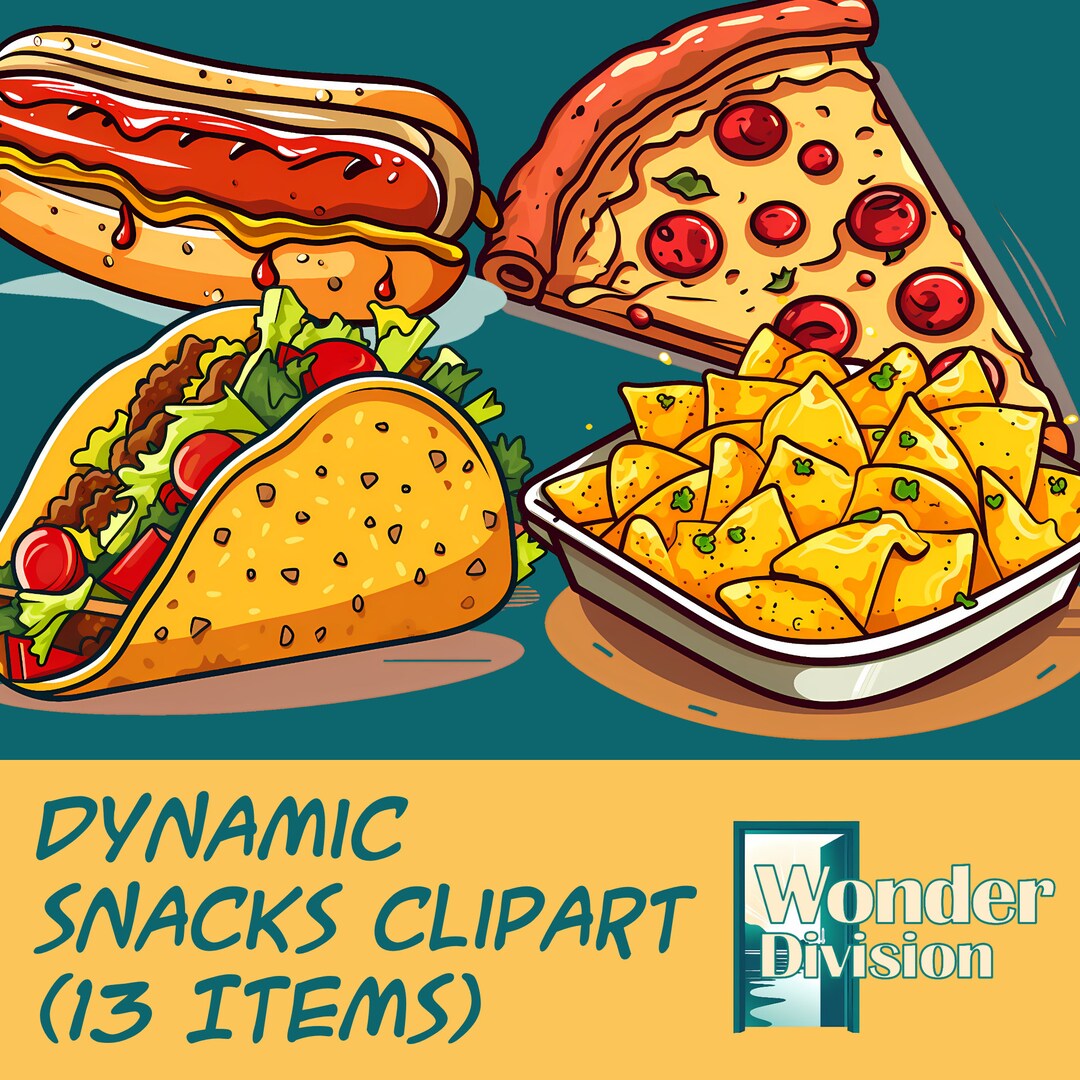 Dynamic Snacks Clipart 13 Items, Digital, PNG, SVG, Transparent ...