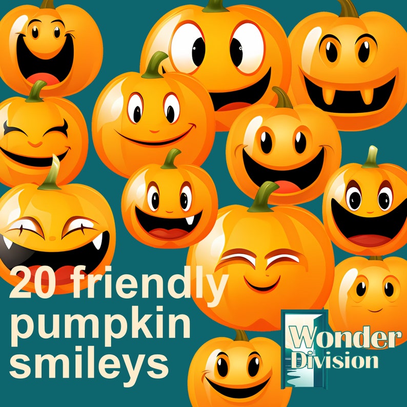 20 Jack O'lantern Smileys Clipart, Digital, PNG, Transparent Background ...