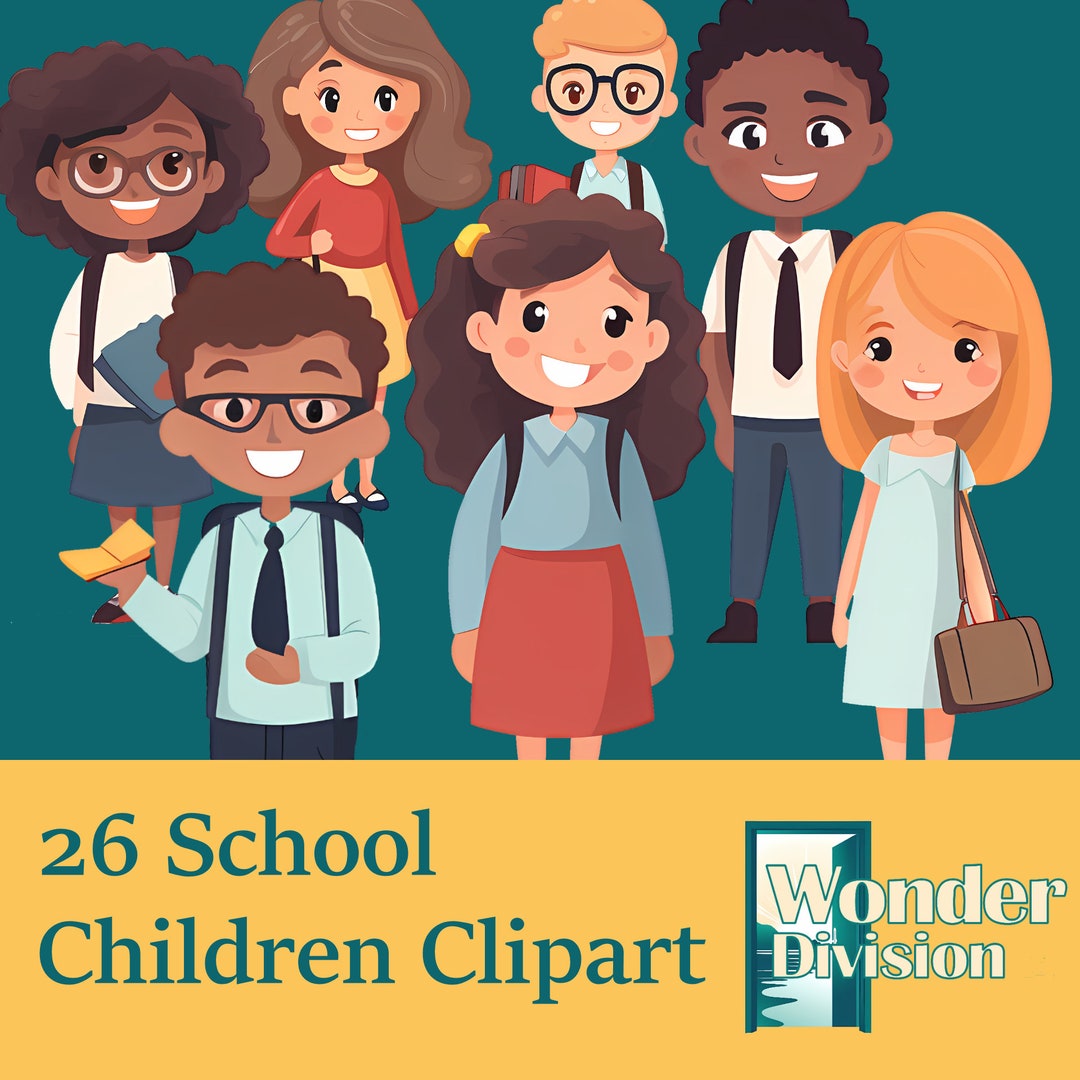 26 School Children Clipart, Digital, PNG, Transparent Background, Kids ...