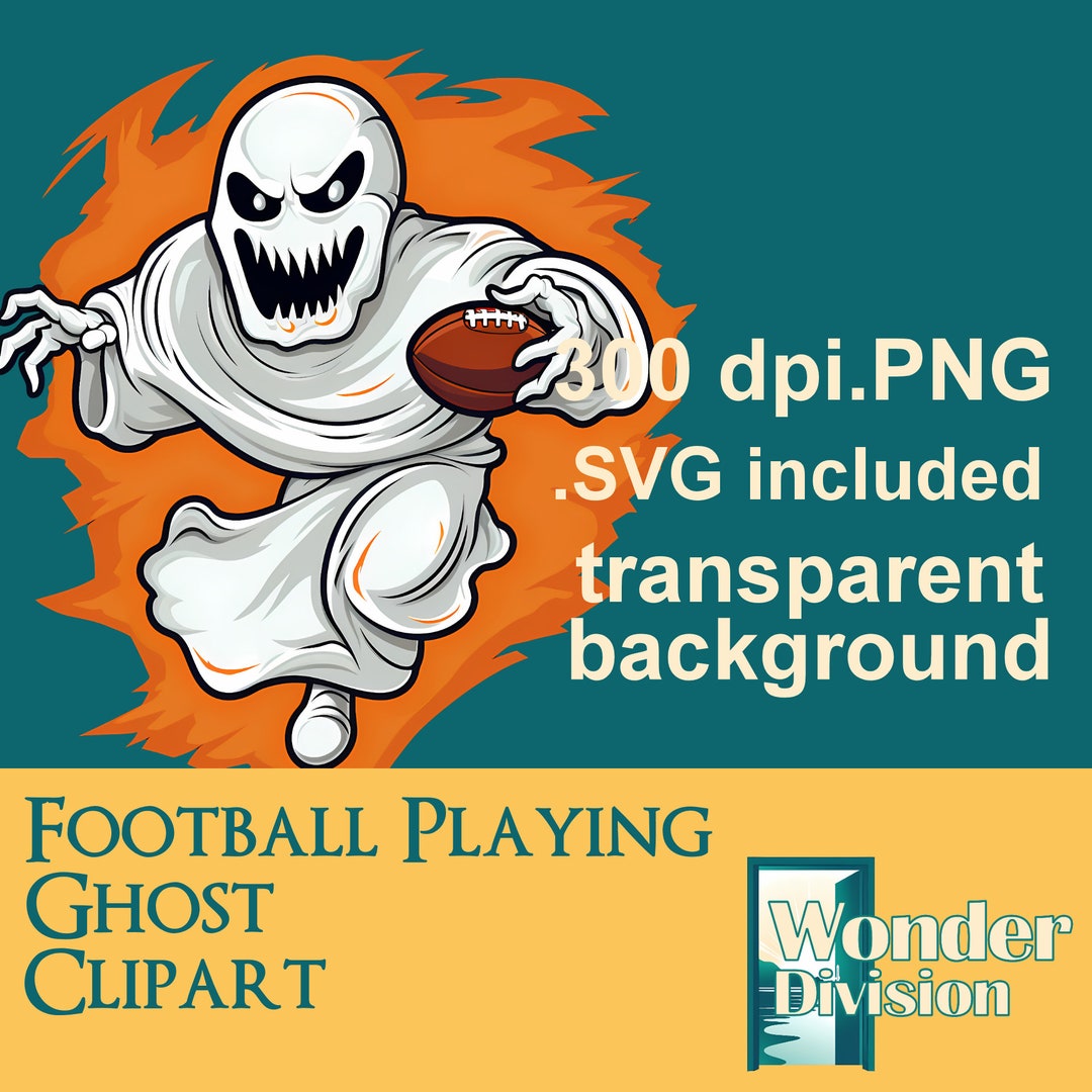 Football Playing Ghost, Digital, Transparent Background, PNG, SVG, Clipart, Halloween, Clip Art ...