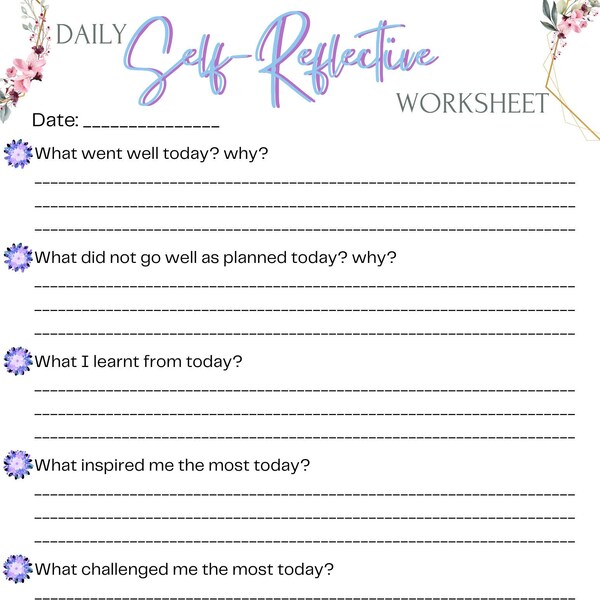 Reflection Worksheet - Etsy