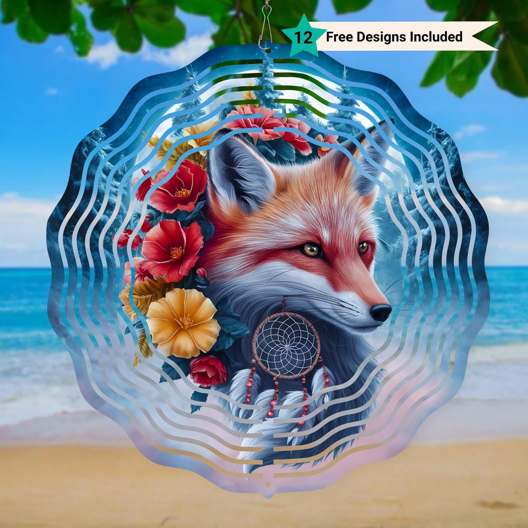 Mystic Fox Wind Spinner Png, Dream Catcher Wind Spinner Png, Floral ...