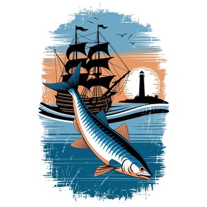 Nautical Fish Clipart, Sardine Print PNG, Vintage Nautical PNG, Fishing ...