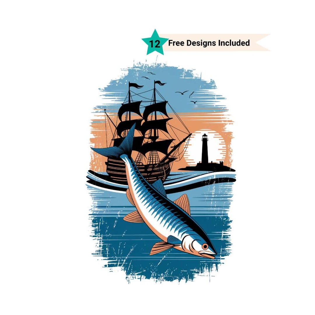 Nautical Fish Clipart, Sardine Print PNG, Vintage Nautical PNG, Fishing ...