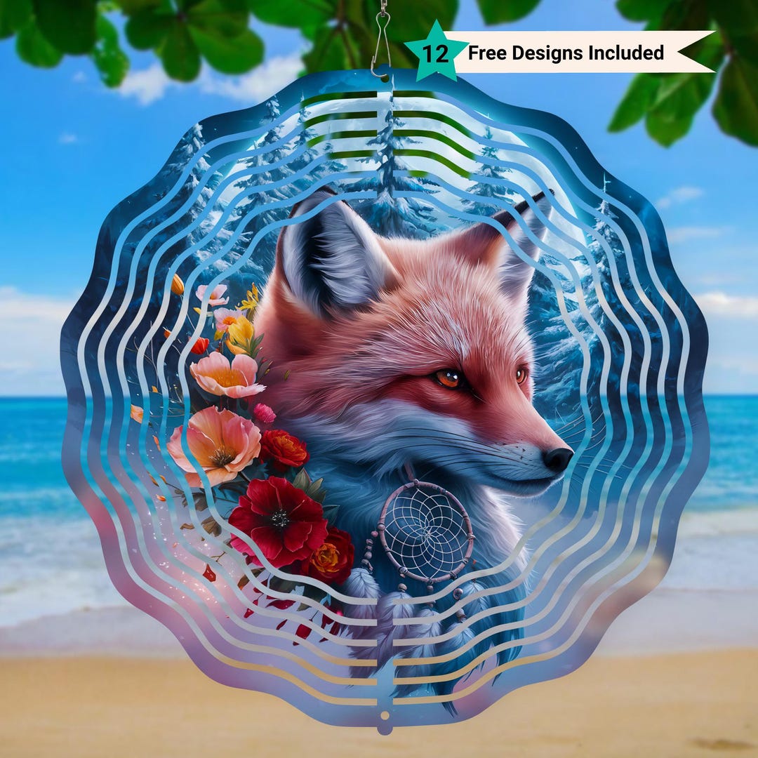 Mystic Fox Wind Spinner Png, Dream Catcher Wind Spinner Png, Floral ...