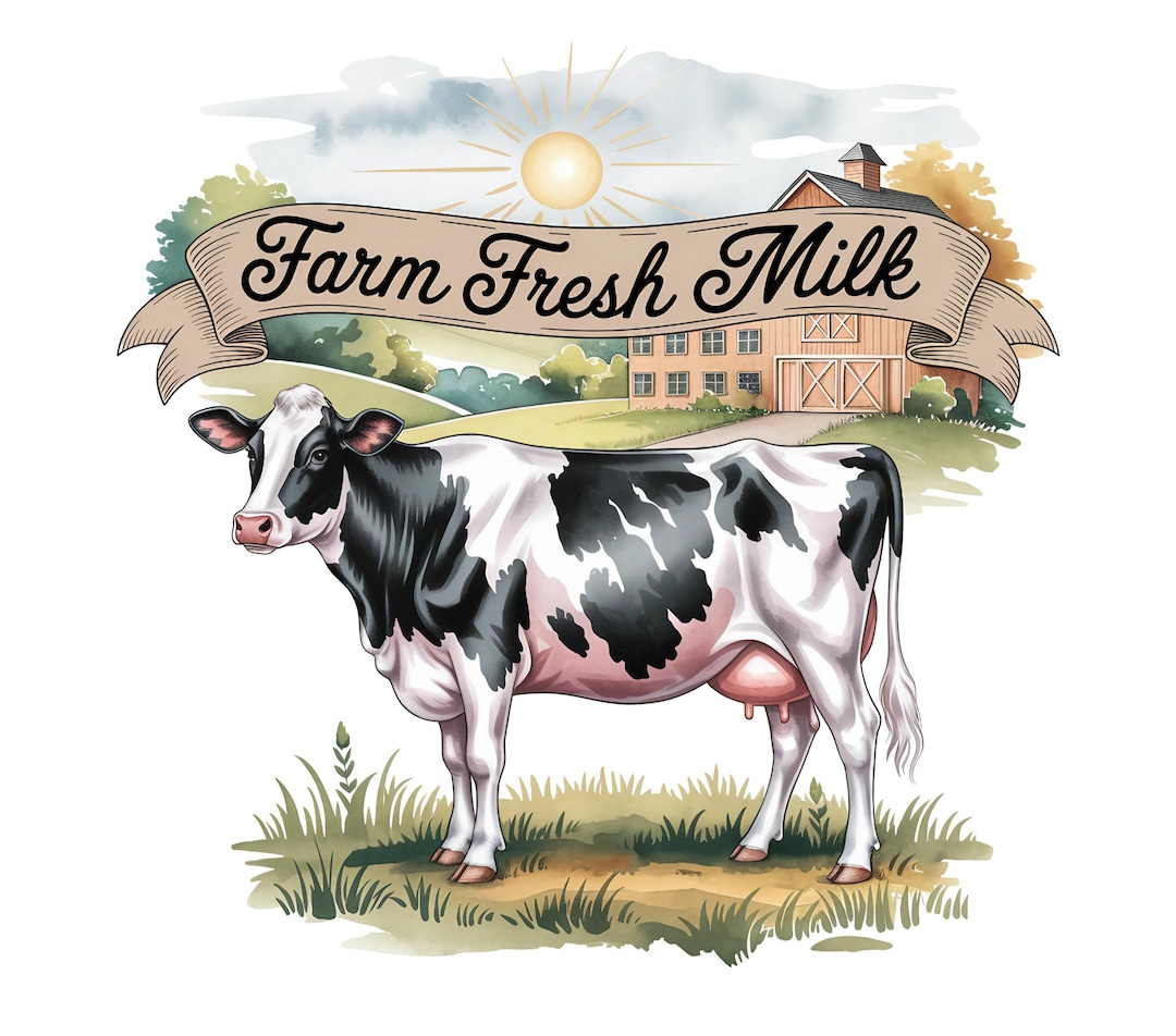 Watercolor Farm Fresh Milk Clipart, Digital Download, Farmhouse Clipart ...