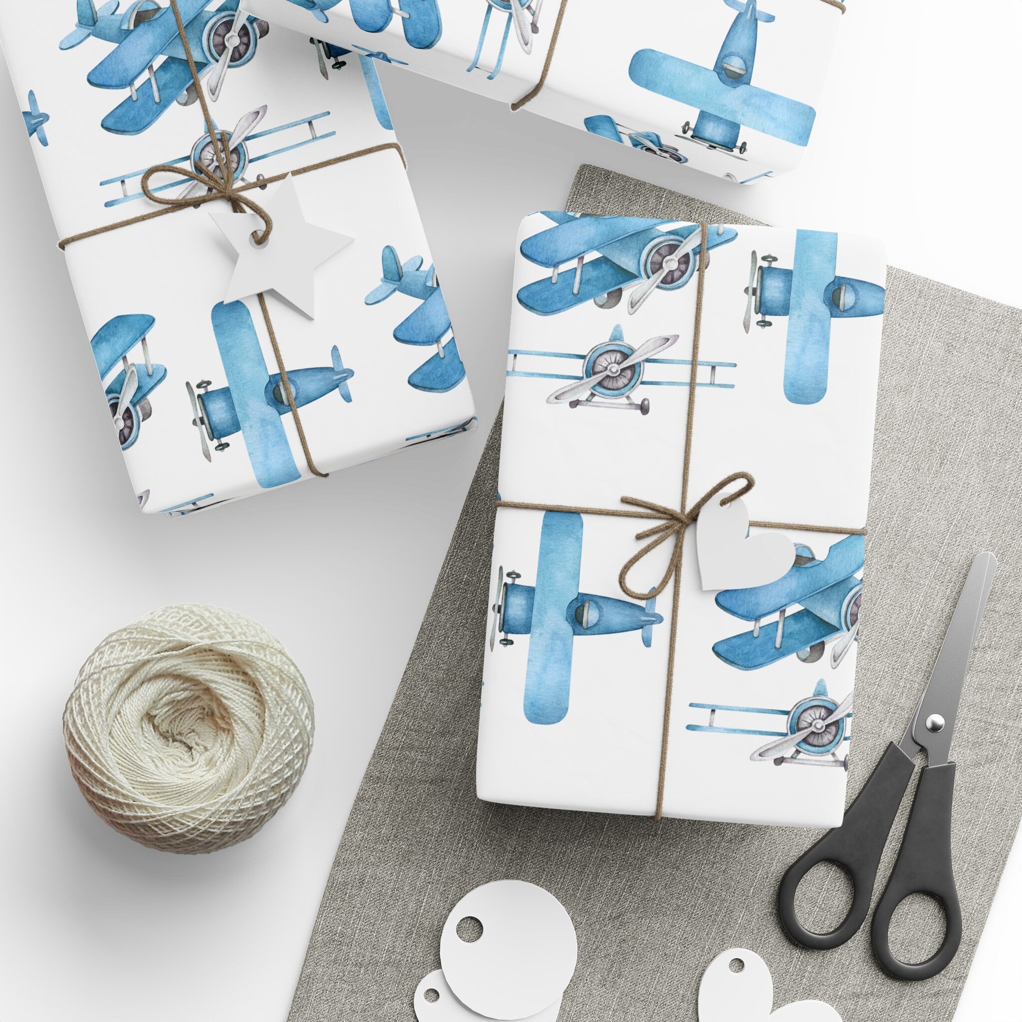 Watercolor Vintage Airplane Aviation Design Wrapping Papers, Children's ...