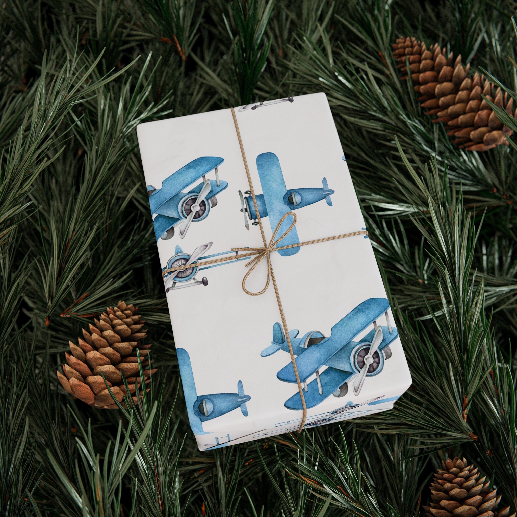 Watercolor Vintage Airplane Aviation Design Wrapping Papers, Children's ...