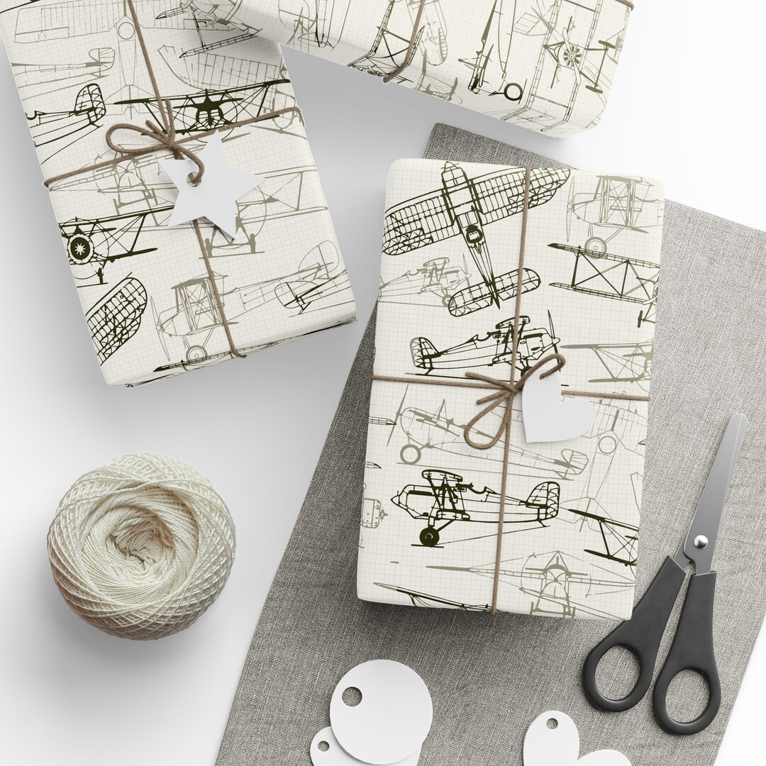 Vintage Airplanes Wrapping Papers, Aviator Gift. Airplanes Giftwrap ...