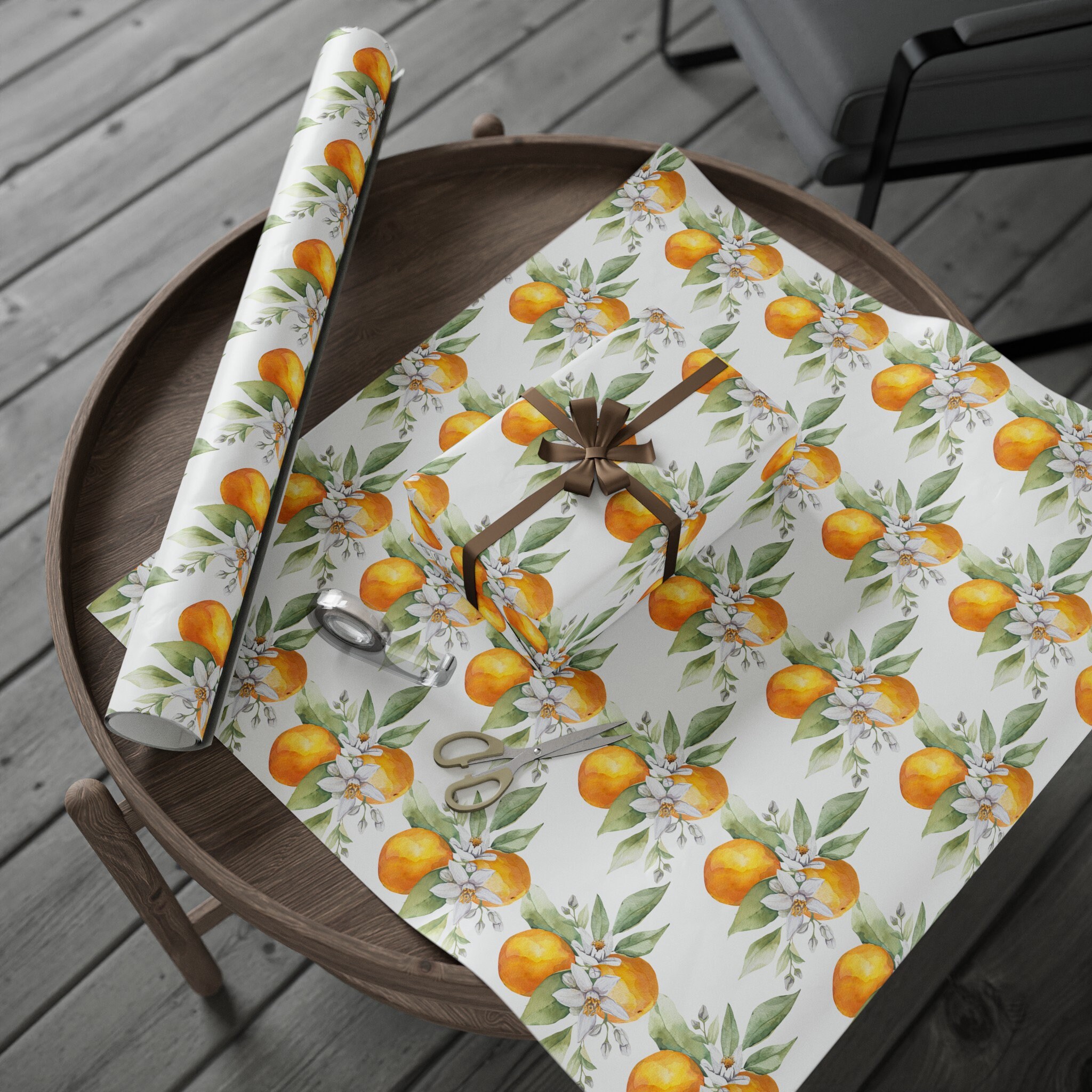Orange Blossom Illustration Wrapping Papers, Birthday Wrapping Papers ...