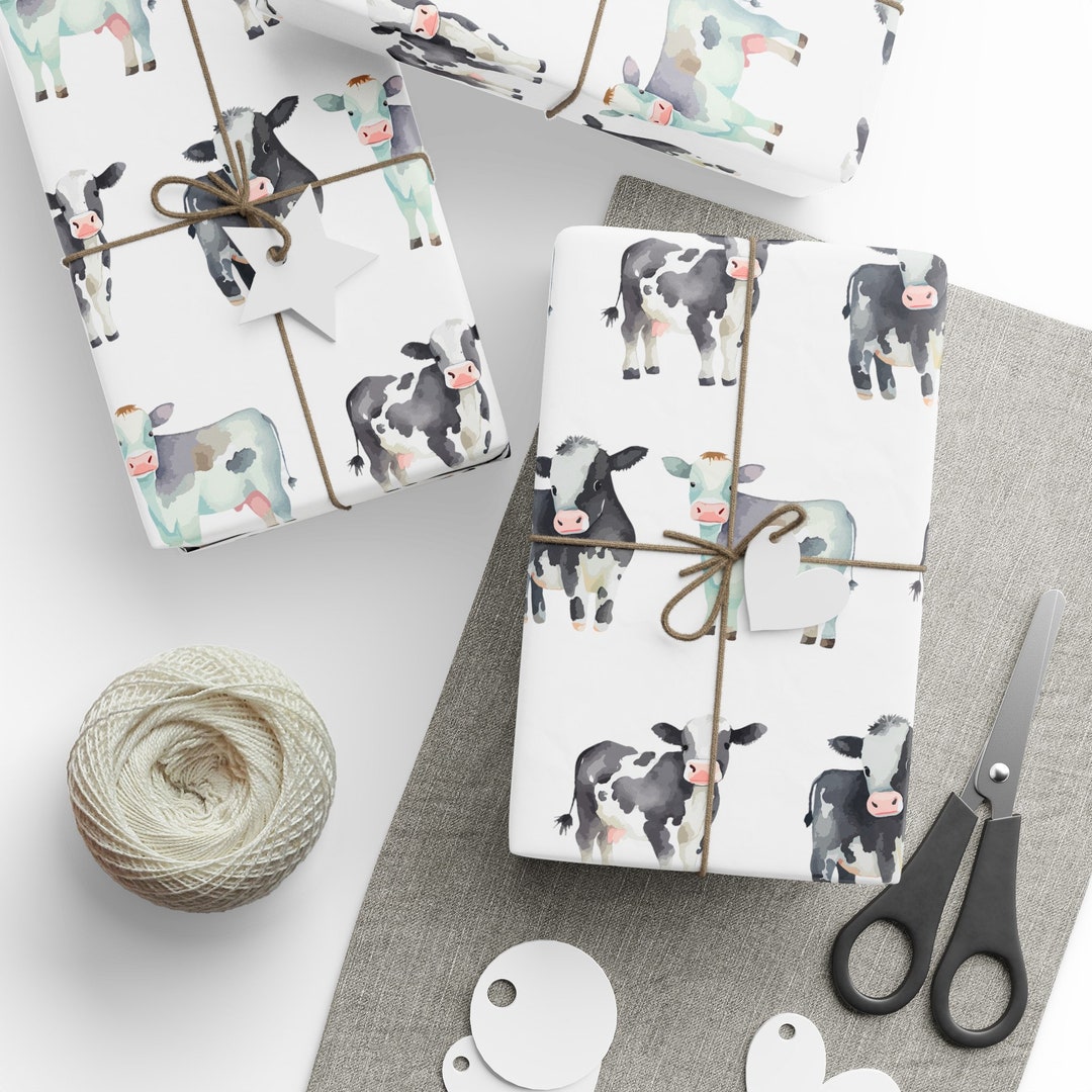 Watercolor Cows Wrapping Papers, Birthday Gift Wrap, Children Gift Wrap ...