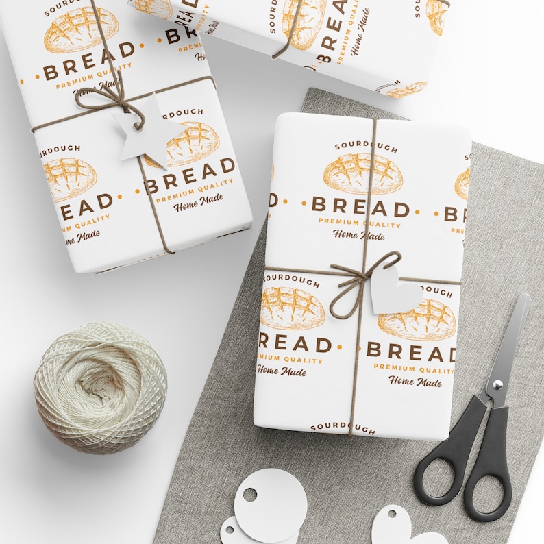 Sourdough Design Wrapping Papers, Gift Wrap for Baker, Bridal Shower ...
