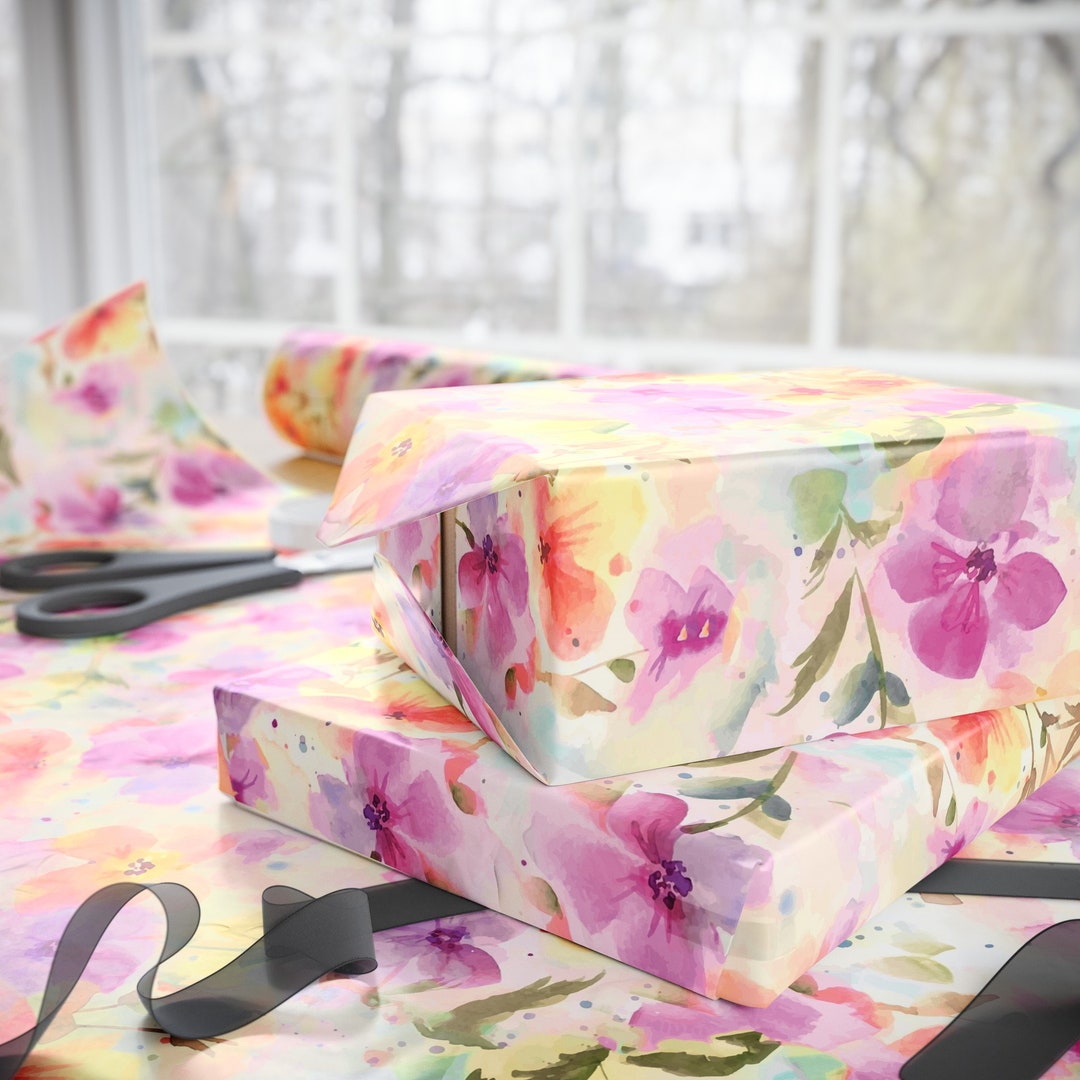 Pastel Watercolor Abstract Floral Wrapping Papers, Bridal Giftwrap ...
