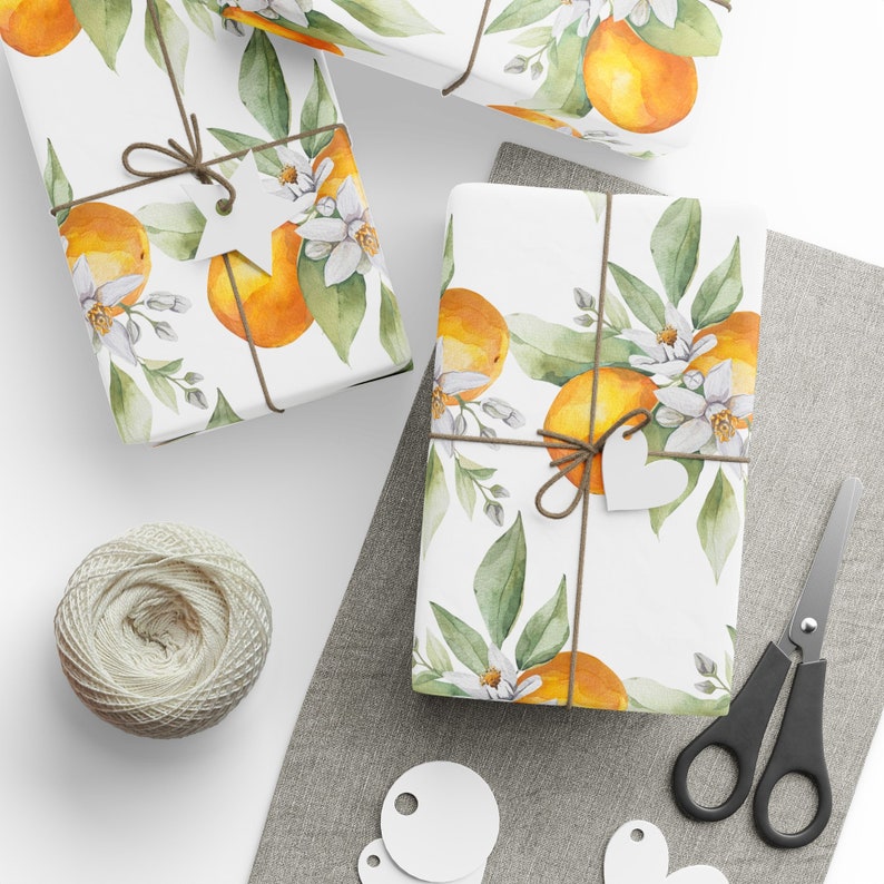 Orange Blossom Illustration Wrapping Papers, Birthday Wrapping Papers ...