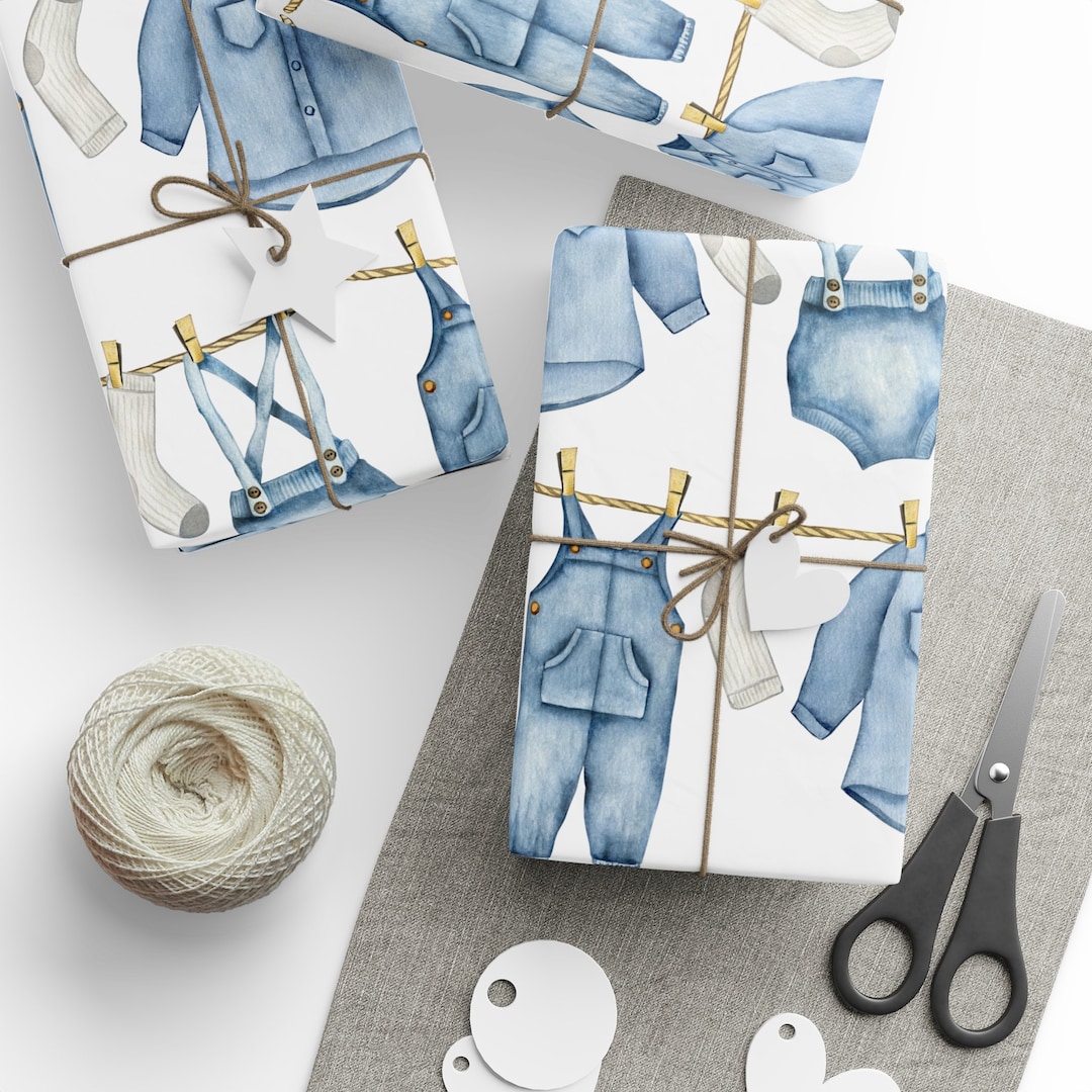 Baby Boy Wrapping Papers, Baby Boy Clothing Design, Baby Shower Gift ...