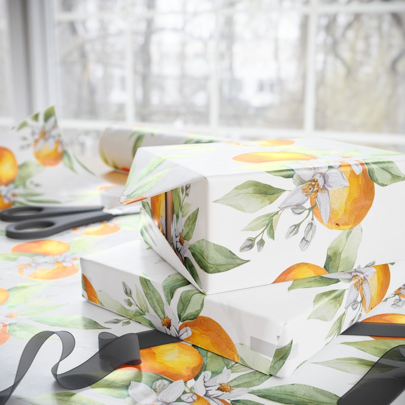 Orange Blossom Illustration Wrapping Papers, Birthday Wrapping Papers ...