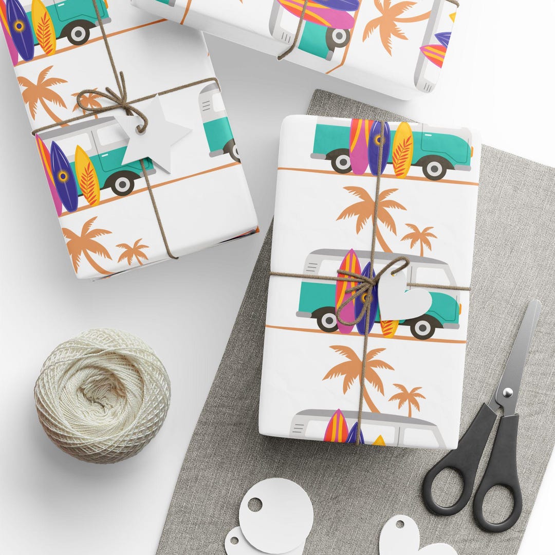 Wrapping Papers - Summer Fun Retro Surf Illustration Beach Lovers ...
