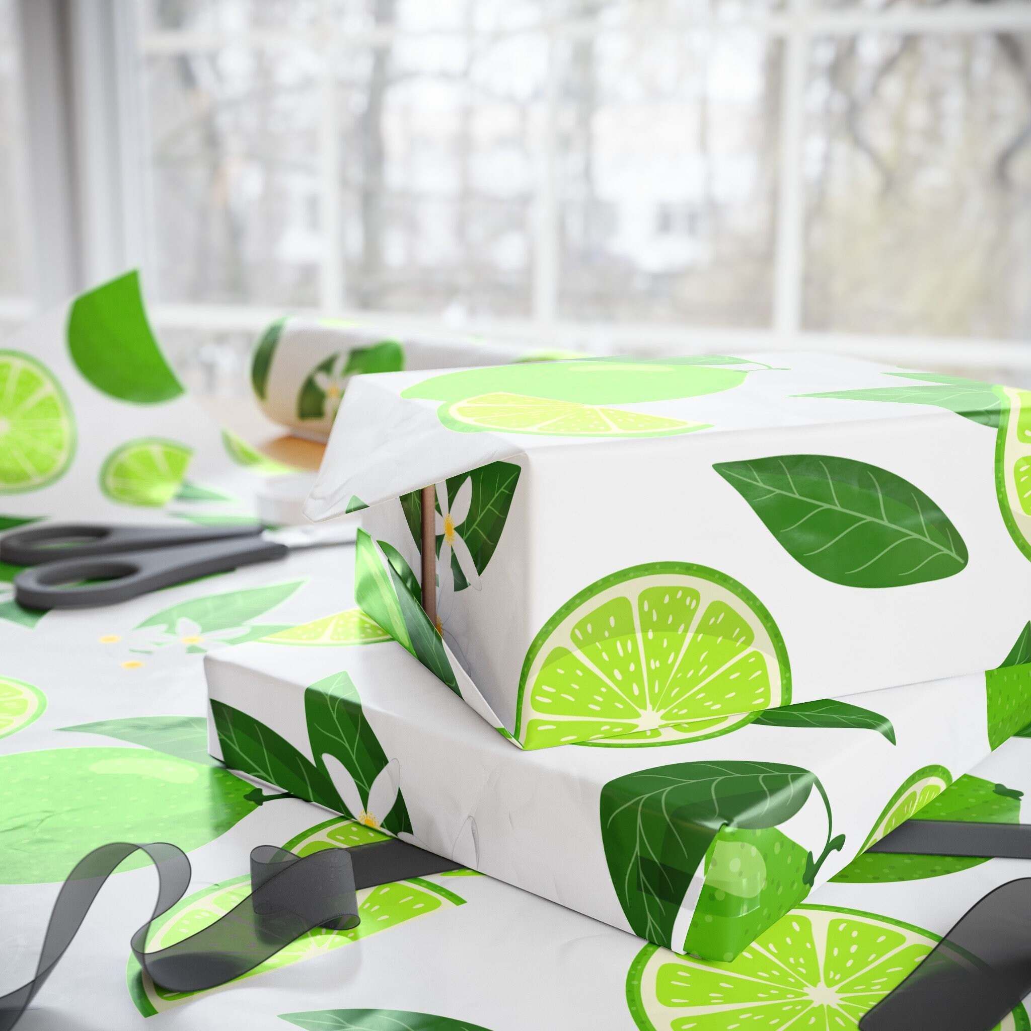 Lime Summer Wrapping Papers,citrus Theme Gift Wrap, Bridal Shower ...
