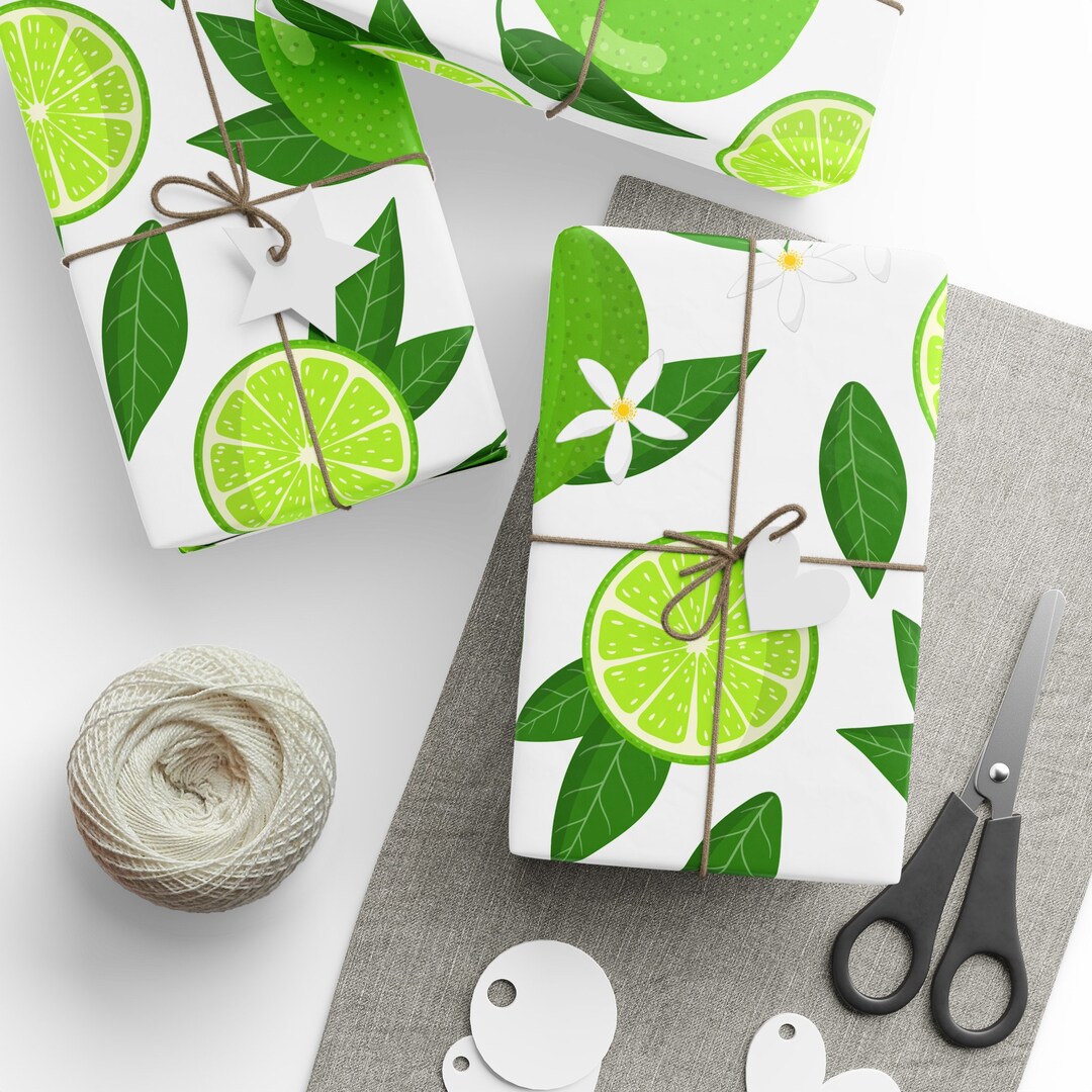 Lime Summer Wrapping Papers,citrus Theme Gift Wrap, Bridal Shower ...