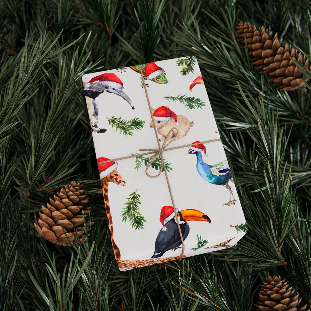 Exotic Zoo Animal Christmas Wrapping Papers, Christmas Gift Wrap, Zoo ...