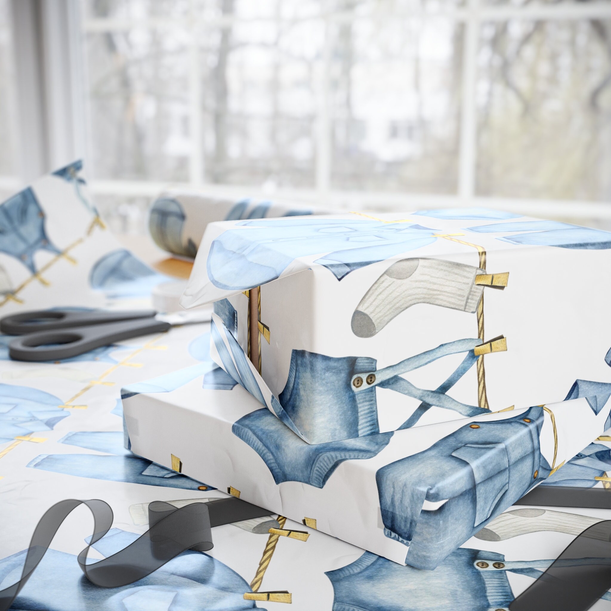 Baby Boy Wrapping Papers, Baby Boy Clothing Design, Baby Shower Gift ...
