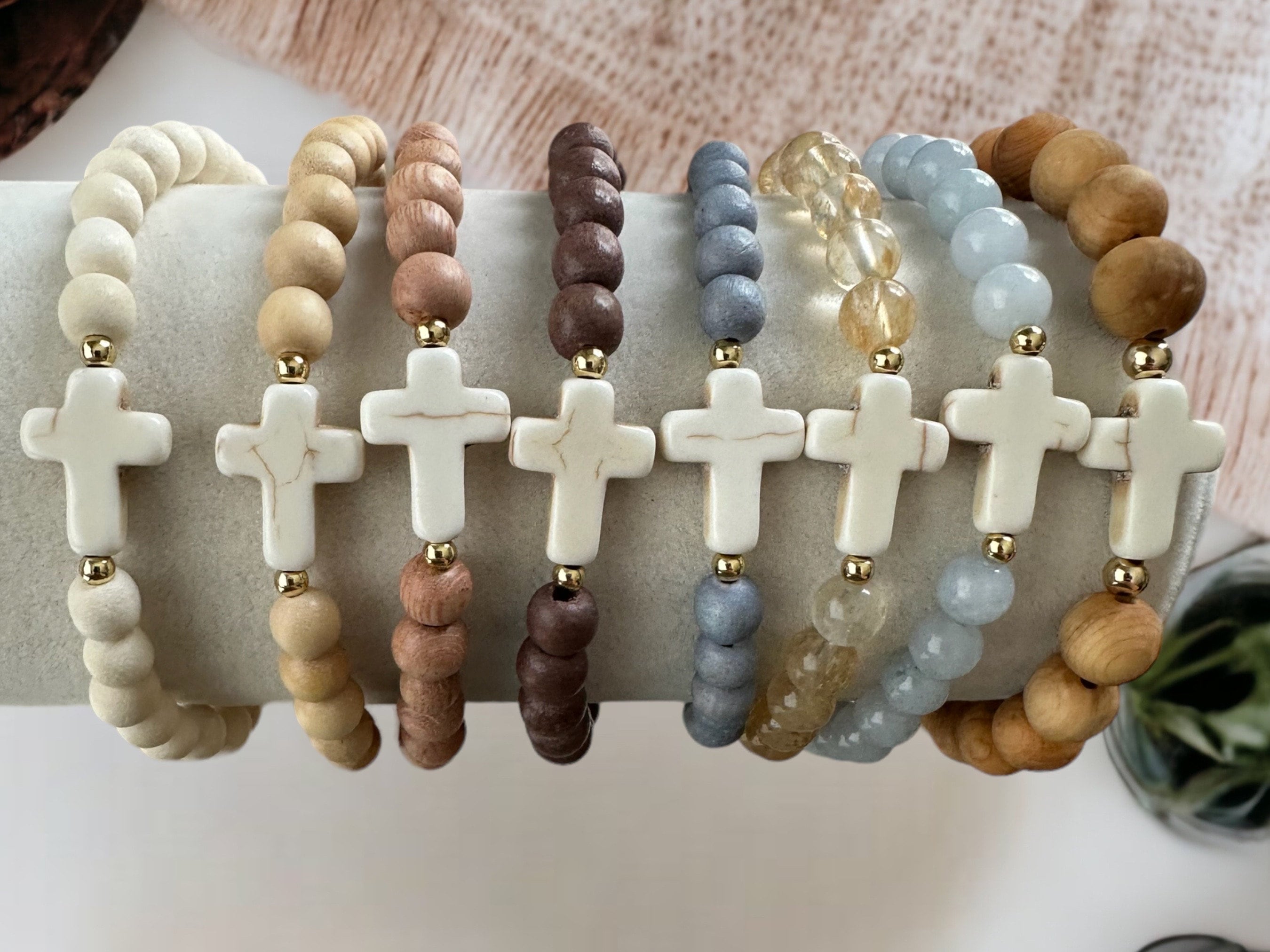 White Turquoise Cross Bead Bracelets Cross Bracelets Beaded Bracelet - Etsy