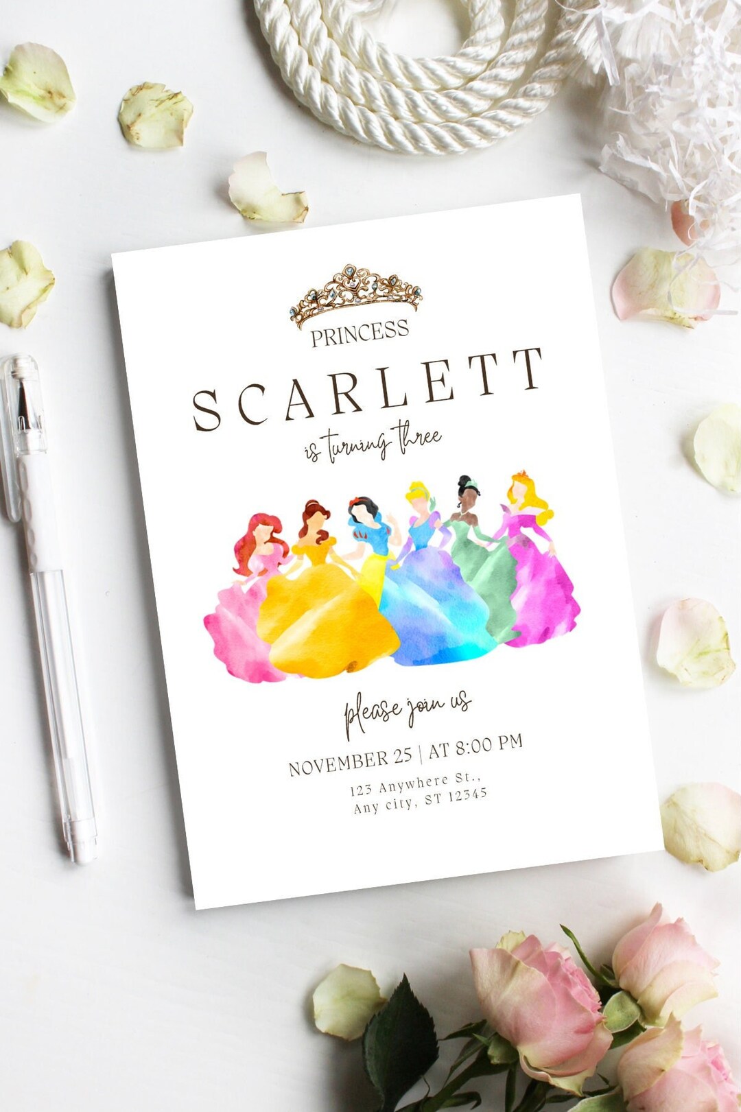 Birthday Princess Invitation | Digital Princess Invite | Birthday Party ...