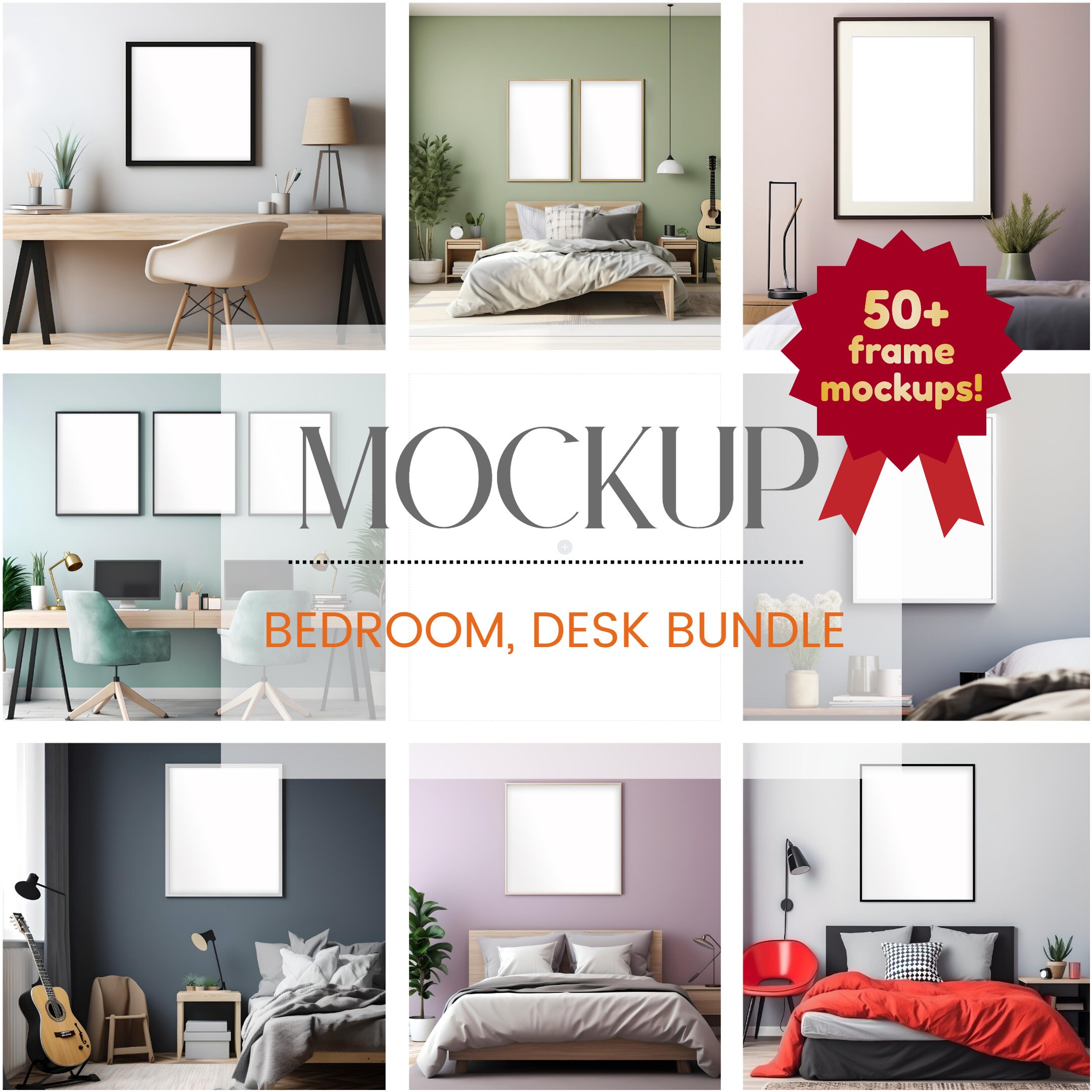 50 Frames Mockup Bundle Set, Mockups, Teenage Boy Bedroom Wall Art Print, Girl Room Template ...