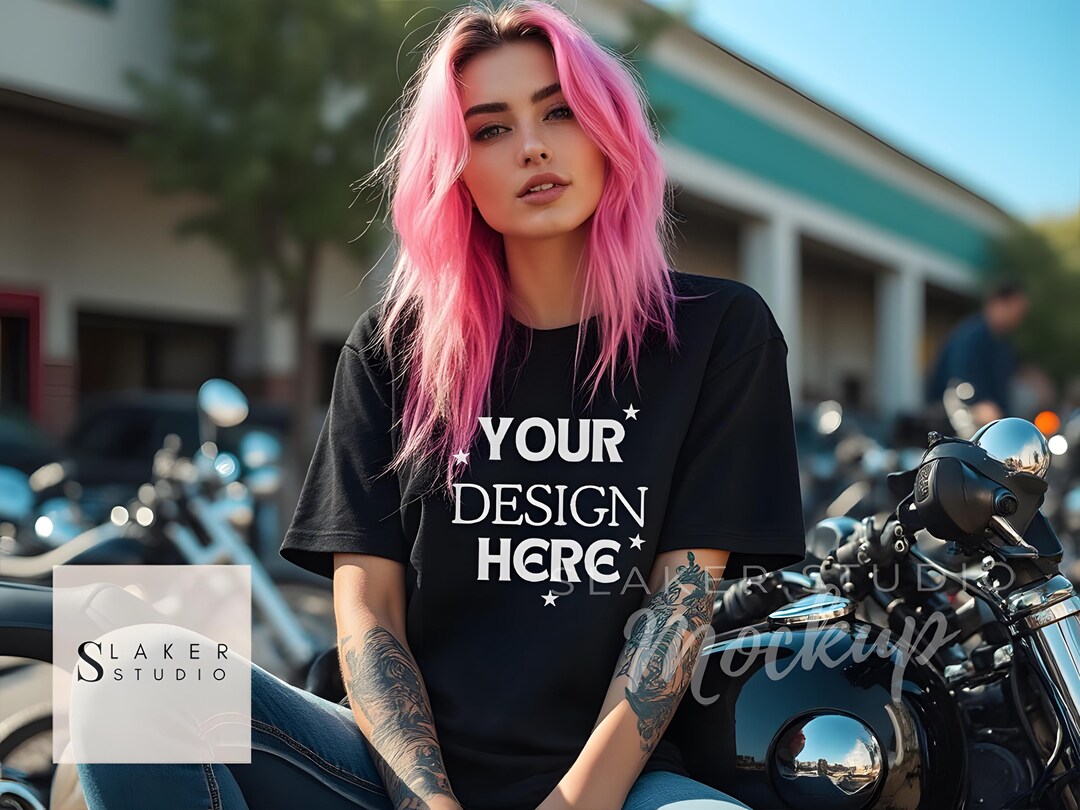 Gothic Alt Diverse Style Woman Mockup, Tattooed Woman Black Tshirt ...