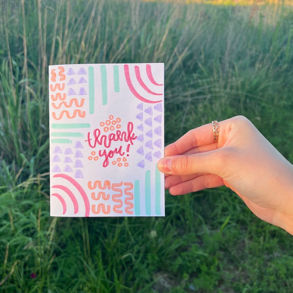 Set of 3 Thank You Cards - Abstract Theme - Thank You Card Pack ...