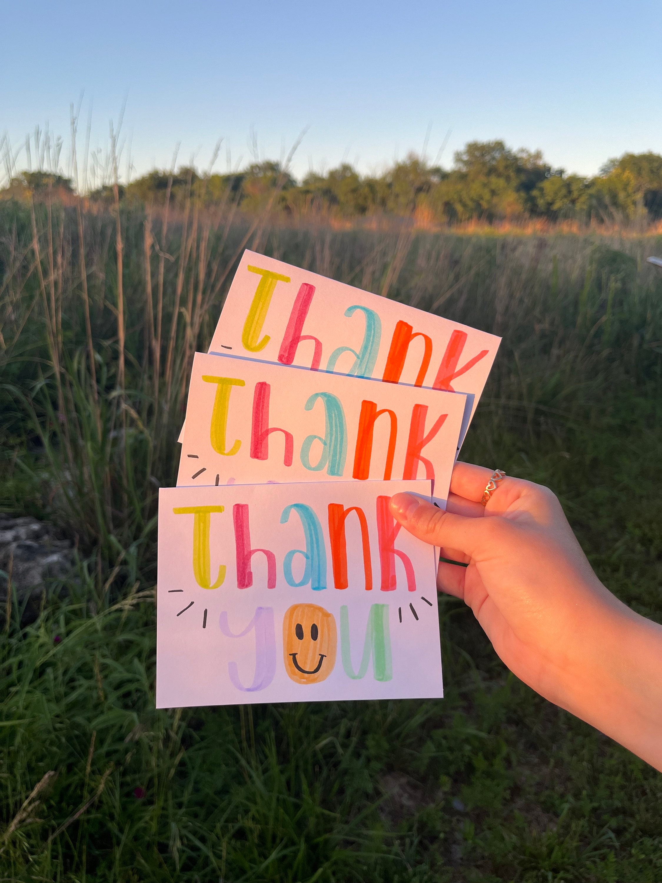 Set of 3 Thank You Cards - Smiley Face Theme - Thank You Card Pack ...