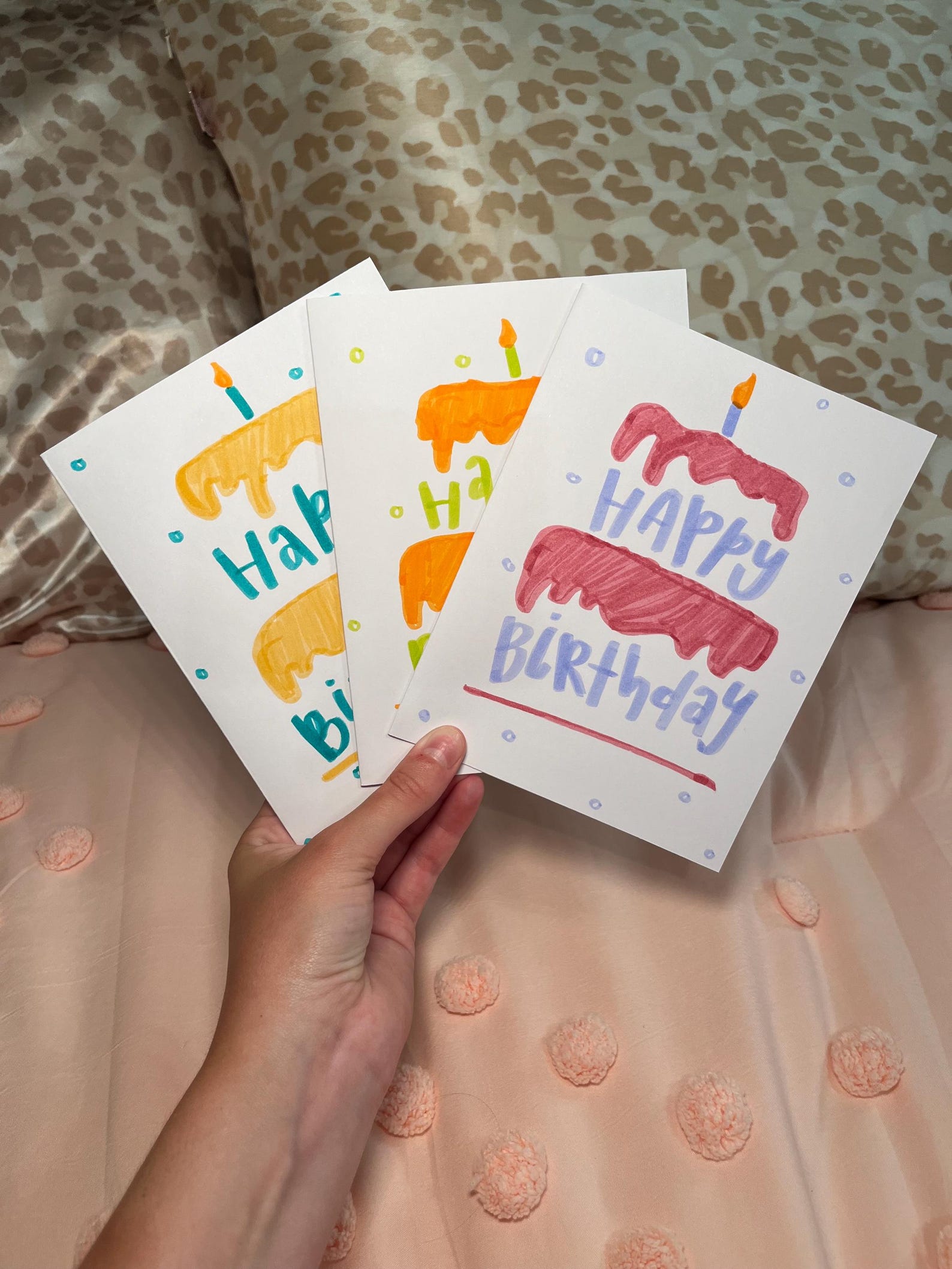 Set of 3 Birthday Cards Cake Theme Birthday Card Pack Handmade Birthday ...