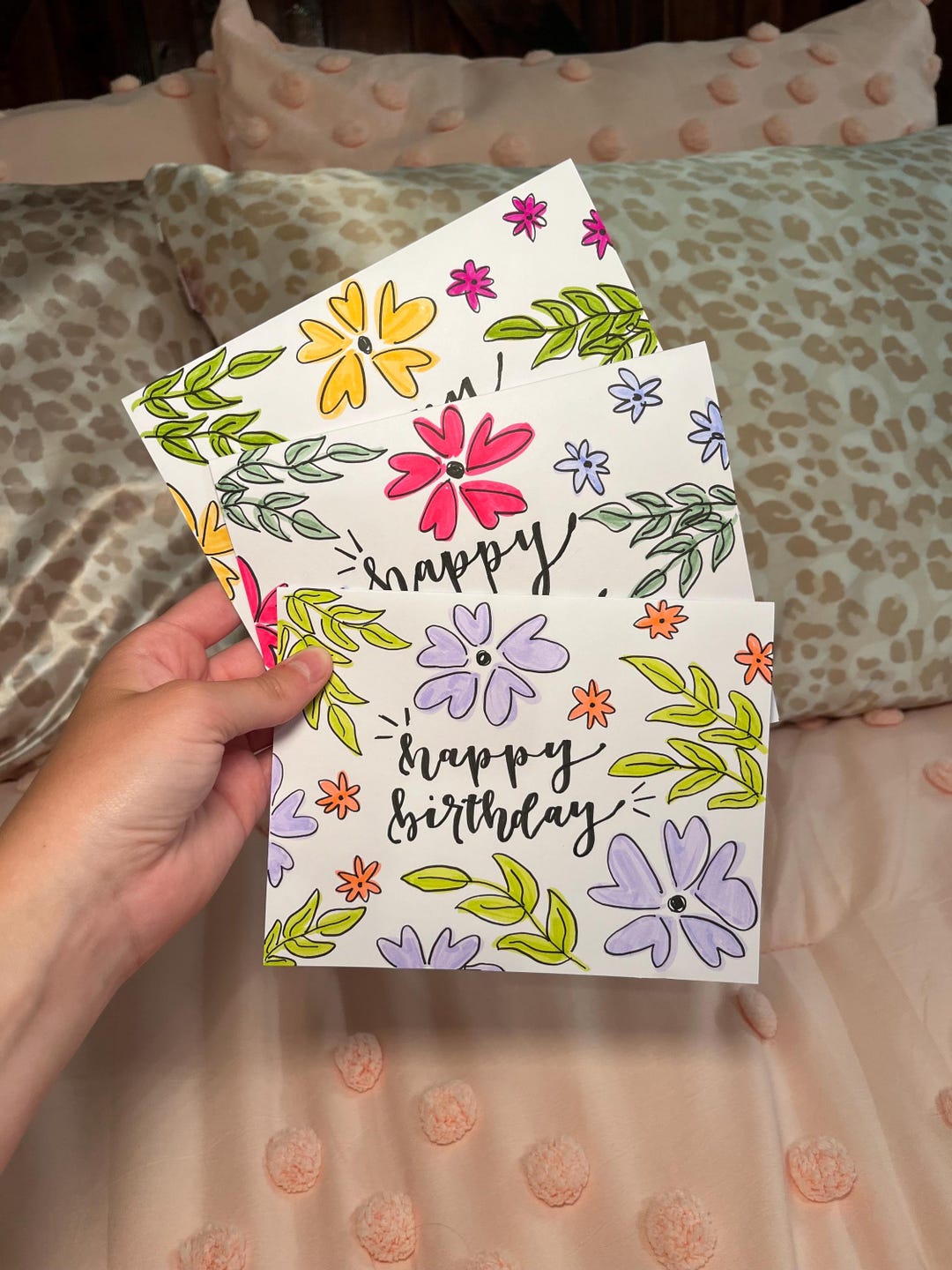 Set of 3 Birthday Cards - Floral Theme - Birthday Card Pack - Handmade ...