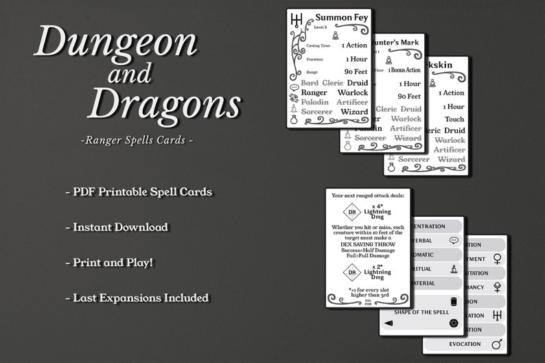 Ranger Dnd Spellcards | 5e | Dnd Cards | Dnd Printable | Dnd Spellbook ...