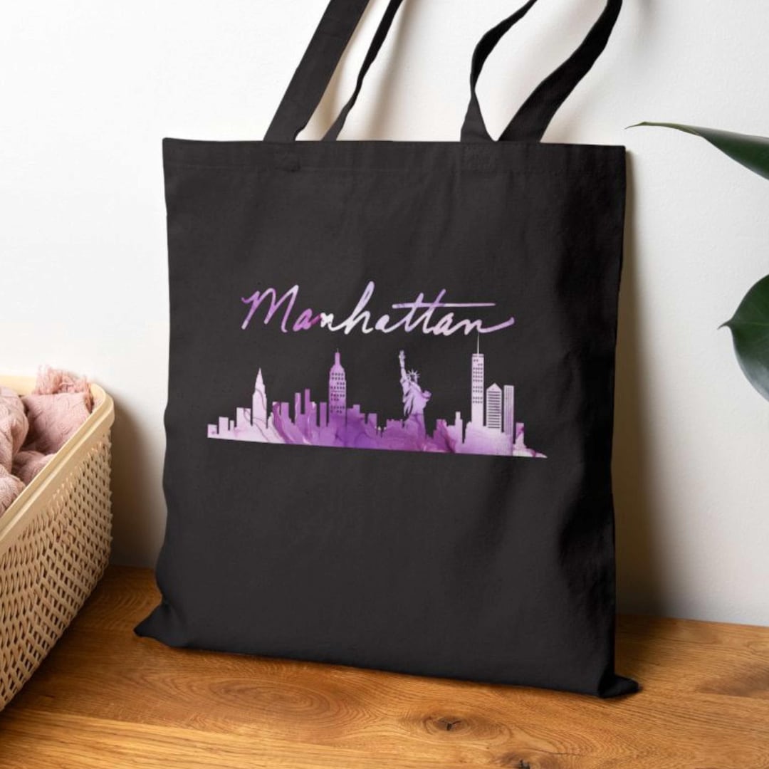 Manhattan Tote Bag, New York City Skyline Cotton Canvas Bag, NYC Tote ...