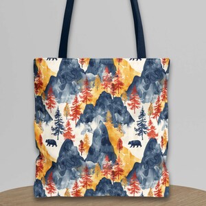 Mountain Landscape Tote Bag, Nature Reusable Shopping Bag, Hiking ...